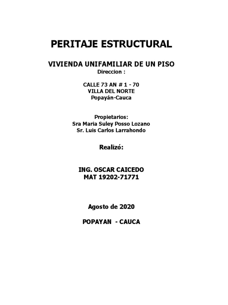 Peritaje Estructural de Vivienda Unifamiliar | PDF | Naturaleza