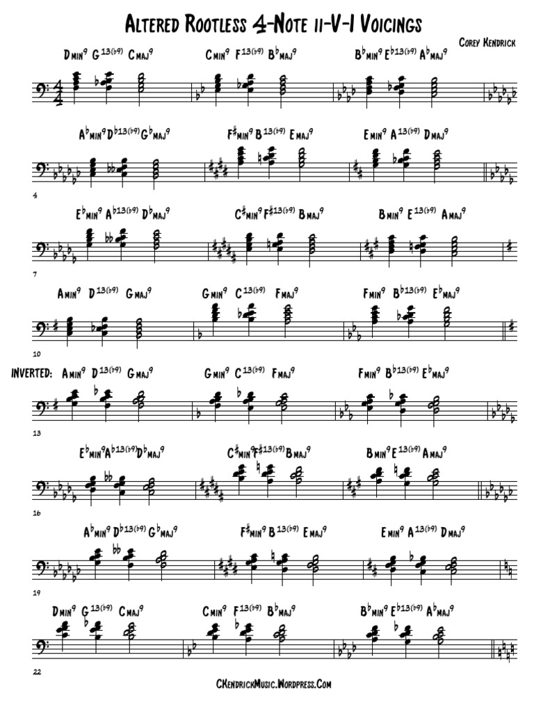 Altered Rootless 4 Note II V I Voicings | PDF