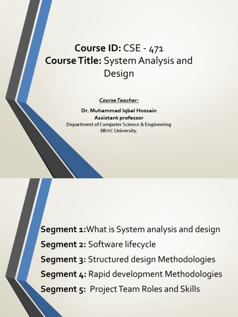 Course ID: CSE - 471 Course Title: System Analysis And: Design | PDF | Software Prototyping ...