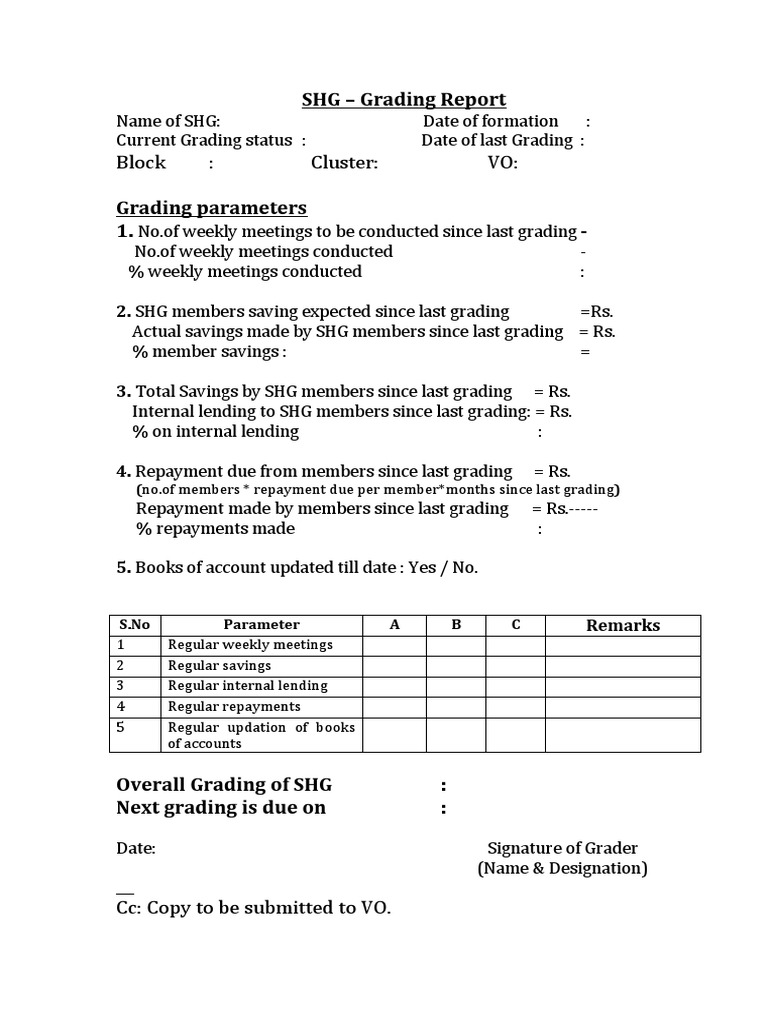 33SHG Grading Format | PDF