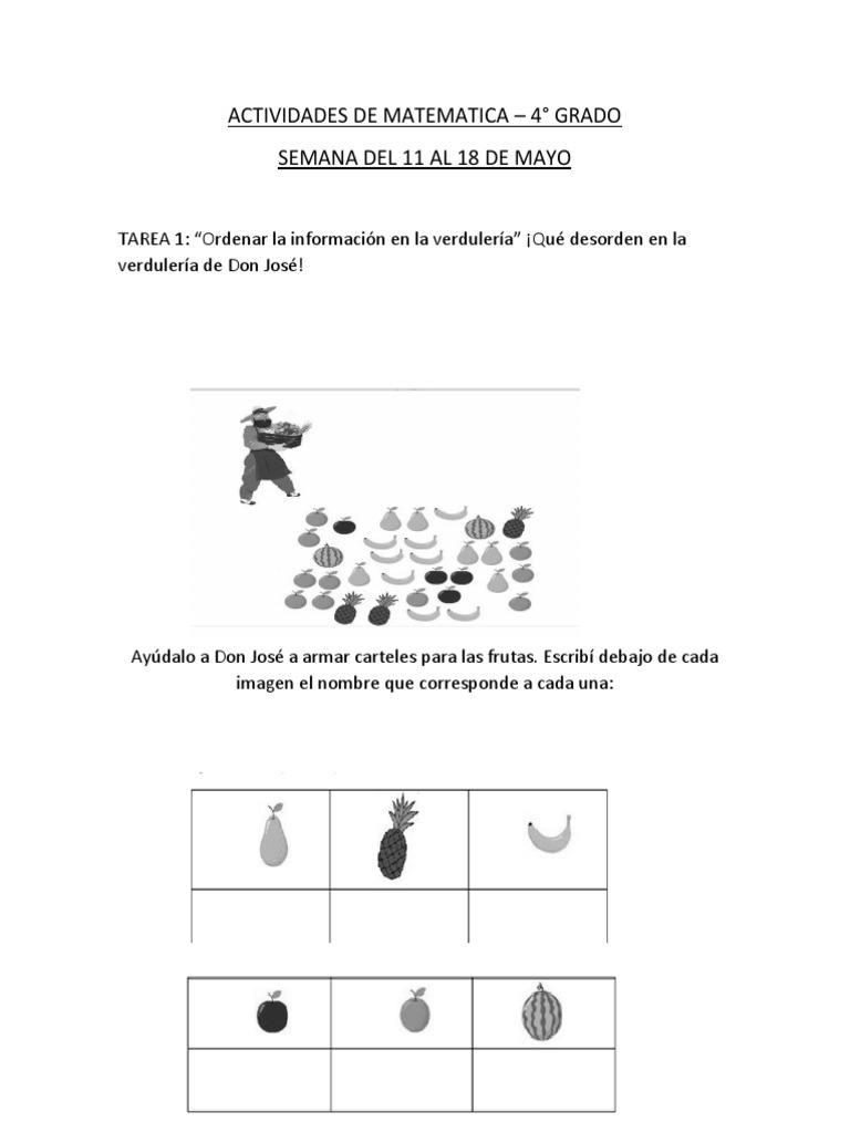 Actividades Matemáticas 4° Grado | PDF