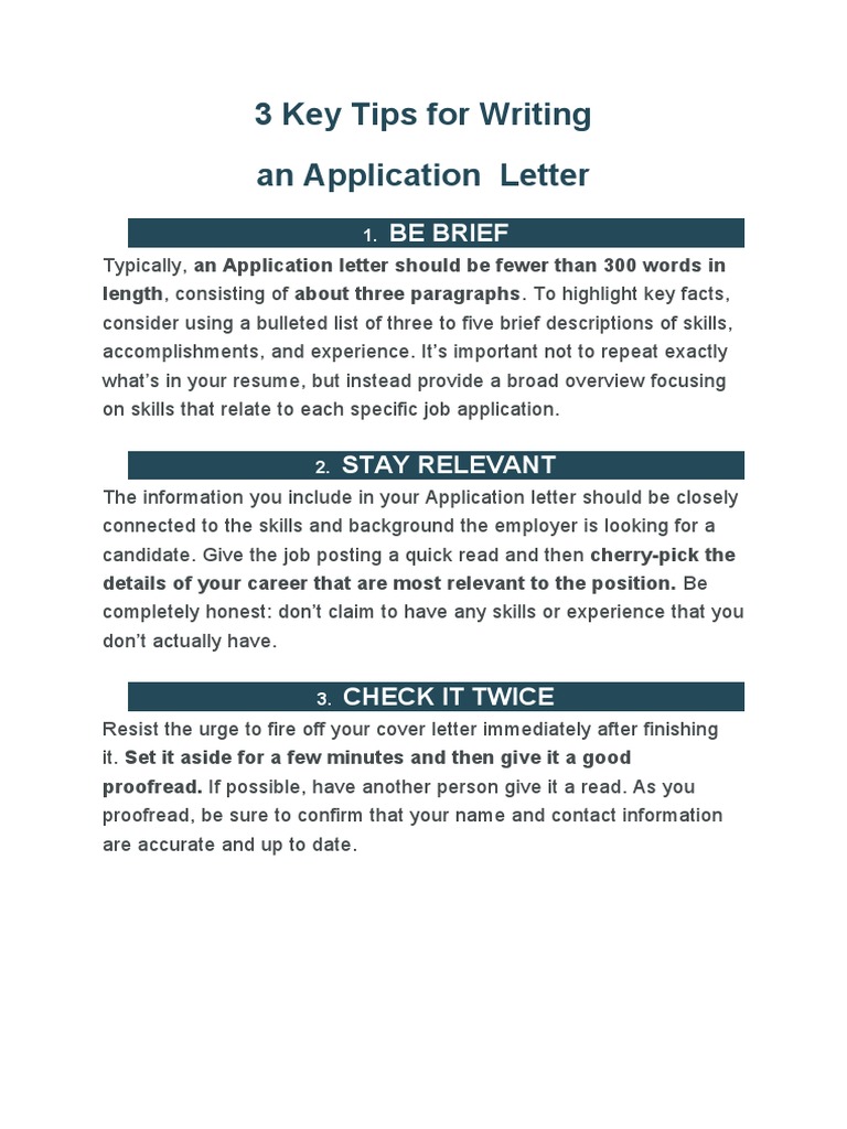 3 Key Tips For Writing An Application Letter: Be Brief | PDF ...