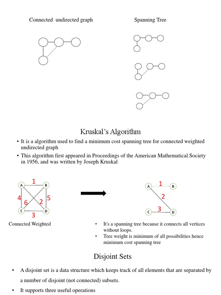 Kruskal's Algorithm for Spanning Trees | PDF | Combinatorics | Mathematical Relations