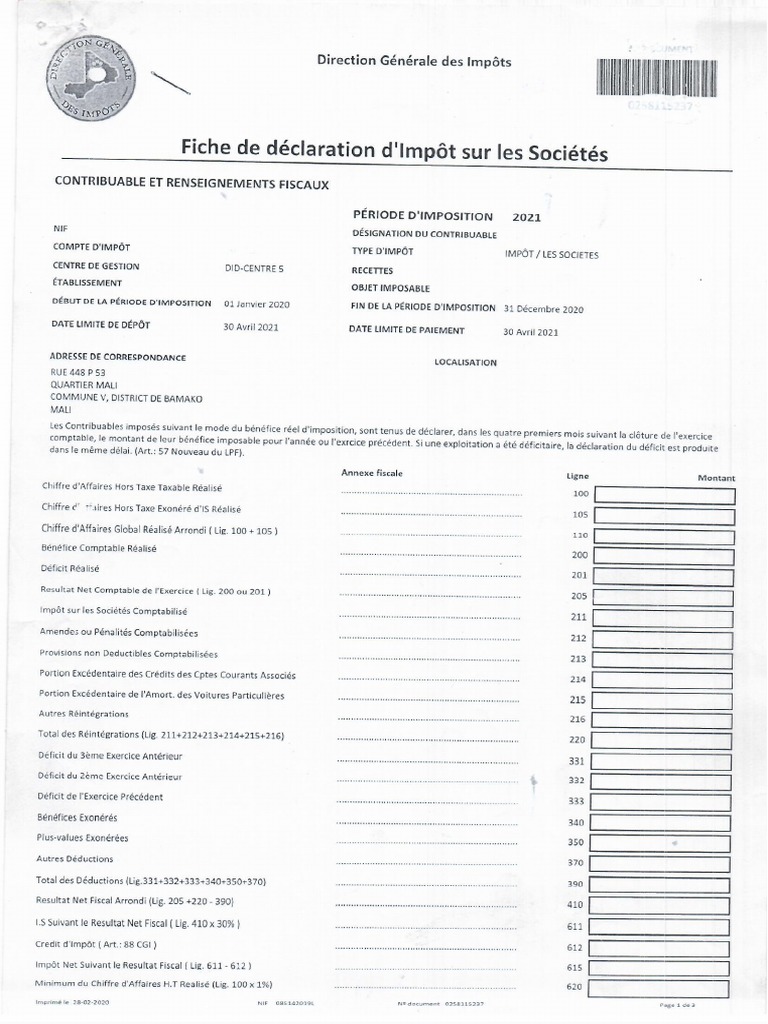 IBIC - Formulaire Declaration PDF | PDF