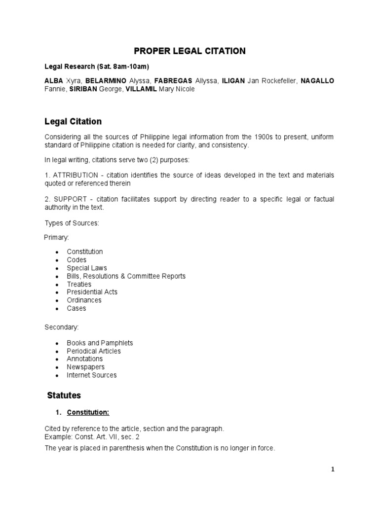 Proper Legal Citation | PDF | Citation | Supreme Courts