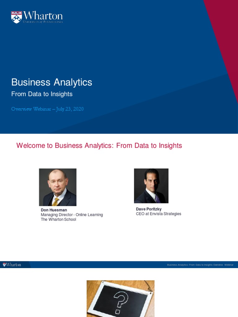 Business Analytics: From Data To Insights | PDF | Wharton School Of The ...