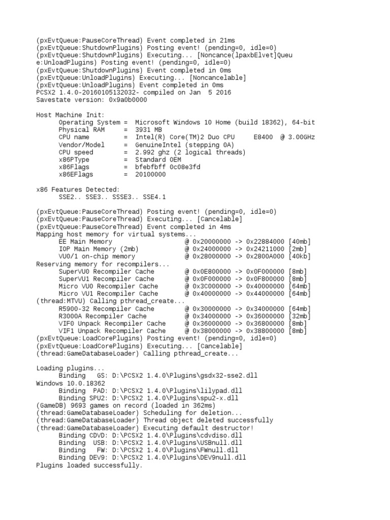 Emu Log | PDF | Bios | Cpu Cache