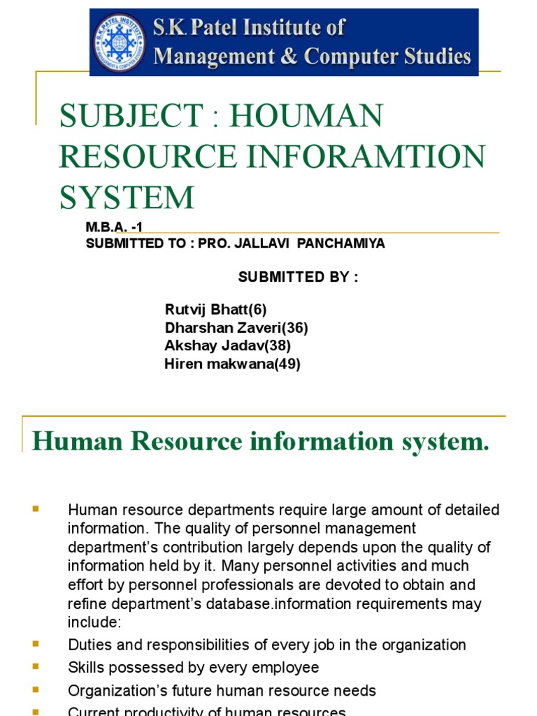 Human Resource Information System | PDF | Human Resource Management ...