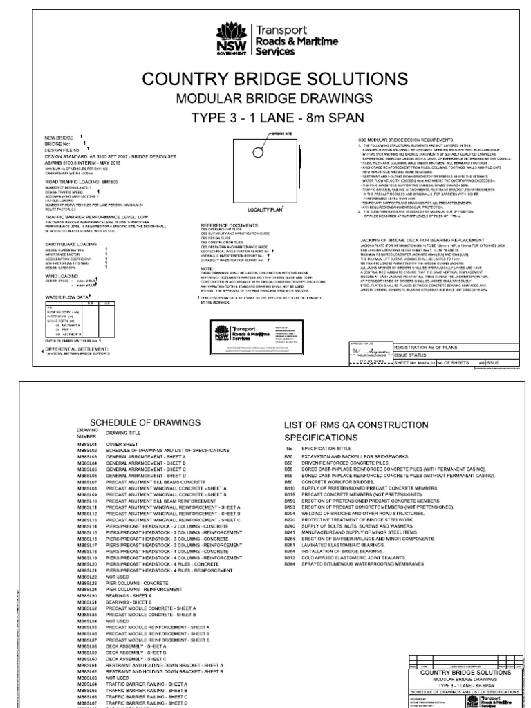 Cbs Modular Bridge Drawings t3-8m Span | PDF | Bridge | Deep Foundation