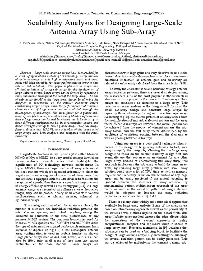 Scalability Analysis For Designing Large-Scale Antenna Array Using Sub-Array | PDF | Antenna ...