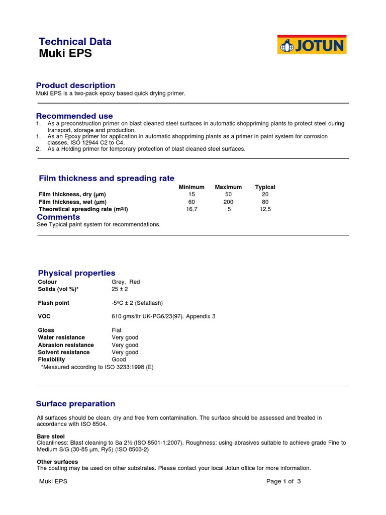 Muki EPS Technical Data Sheet | PDF | Paint | Epoxy