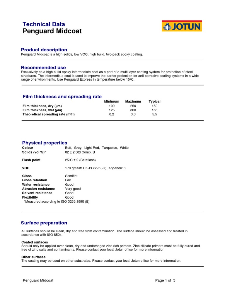 Penguard Midcoat: Technical Data | PDF | Ventilation (Architecture) | Materials