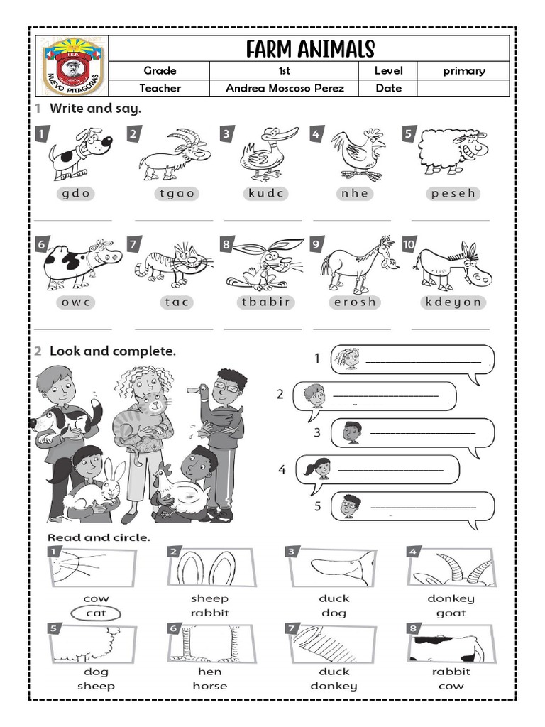 Ficha Farm Animals | PDF