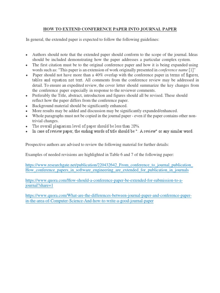 How To Extend Conference Paper Into Journal Paper | PDF