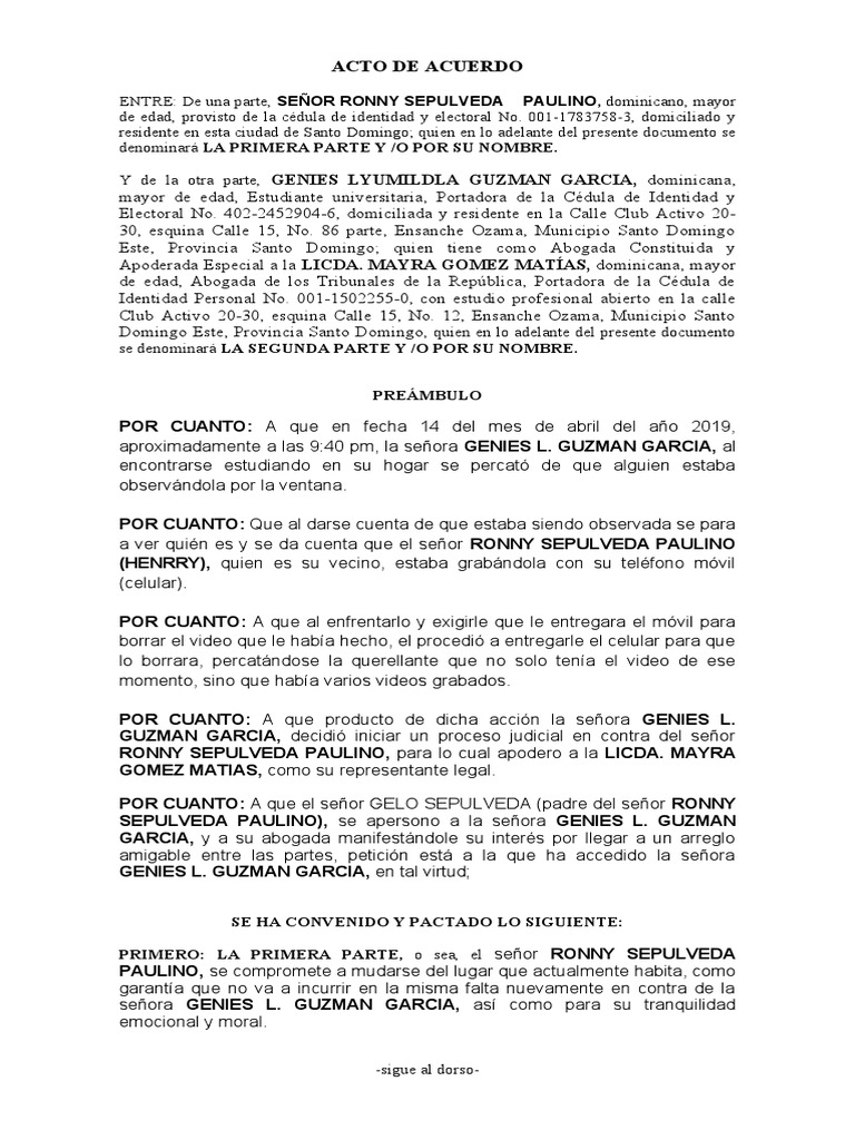 Acto de Acuerdo | PDF | República Dominicana | Gobierno