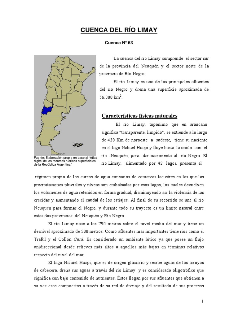 Cuenca Del Rio Limay | PDF | Hidrografía | Hidrología