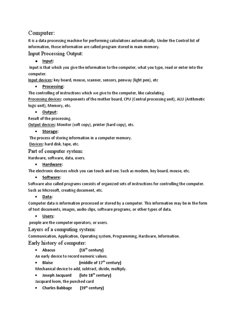 Introduction To Computer | PDF | Computing | Input/Output