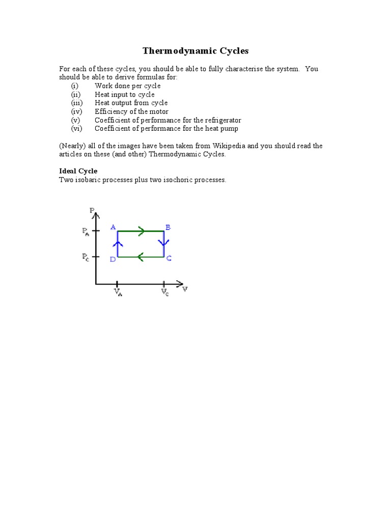 Thermodynamic Cycle Formulas | PDF | Teaching Methods & Materials ...