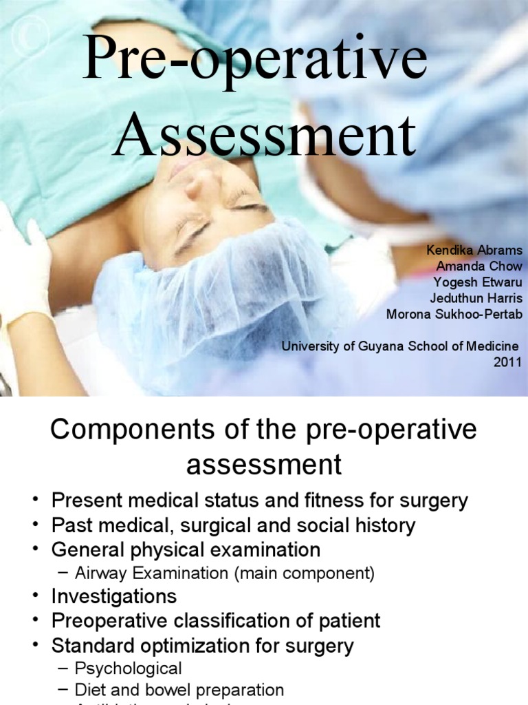 Pre-Operative Assessment | Download Free PDF | Anesthesia | Surgery