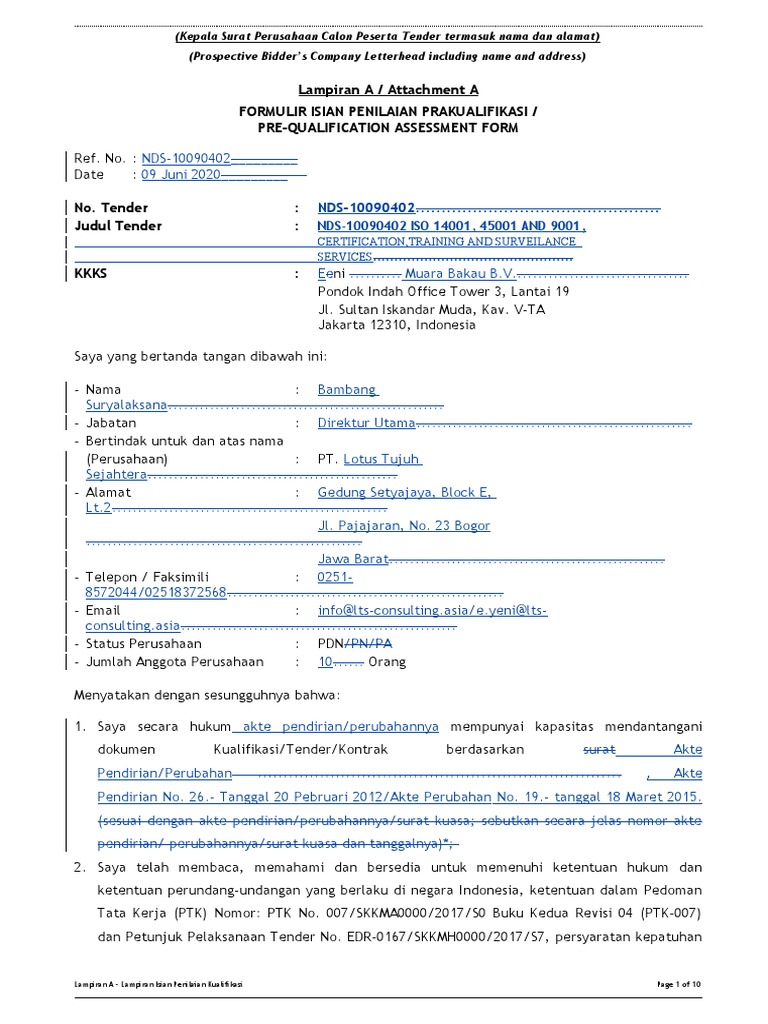 02 - Attachment A - Prequalification Assessment Form - Rev02 | PDF