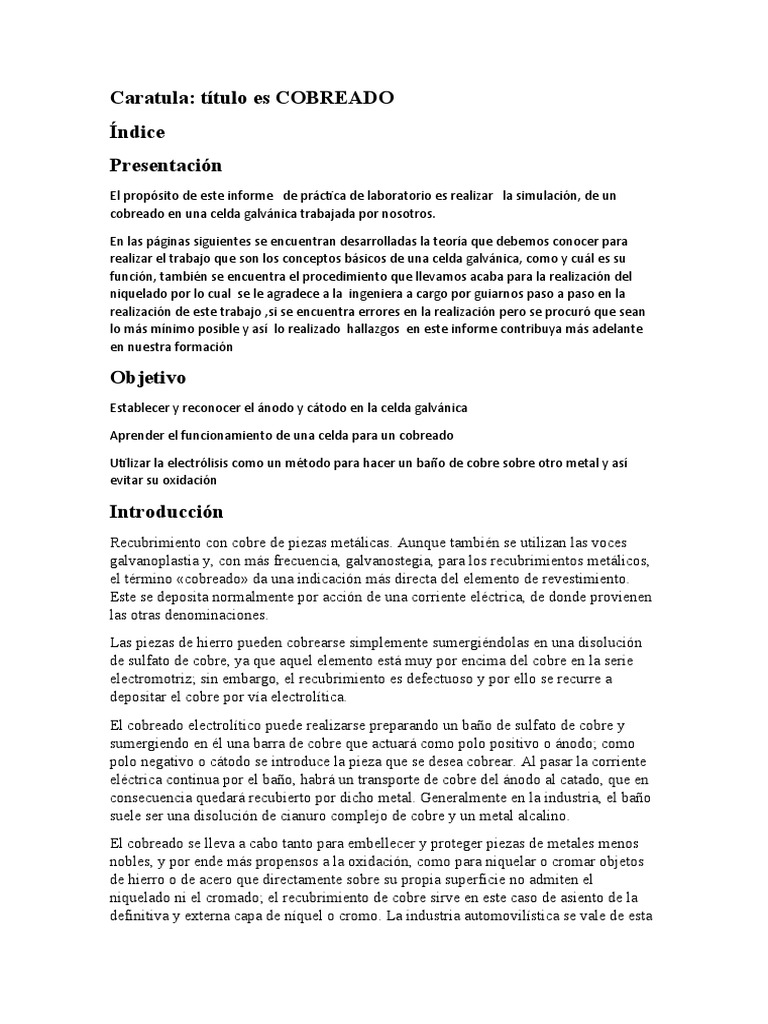 Cobreado Pdf Cobre ánodo