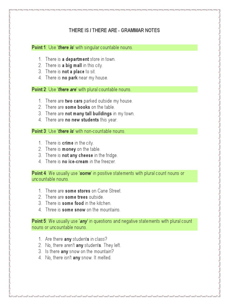 Grammar Guide: There Is/Are Usage | PDF | Language Arts & Discipline ...