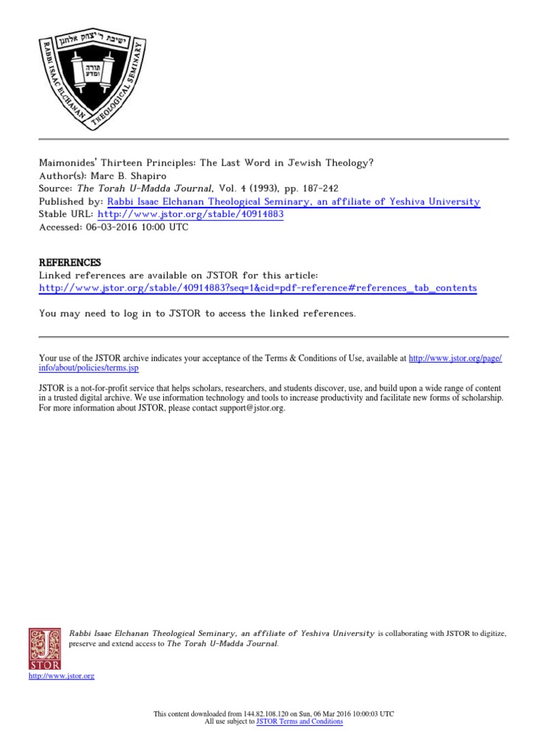 Marc B. Shapiro - Maimondes' Thirteen Principles | PDF | Maimonides | Torah