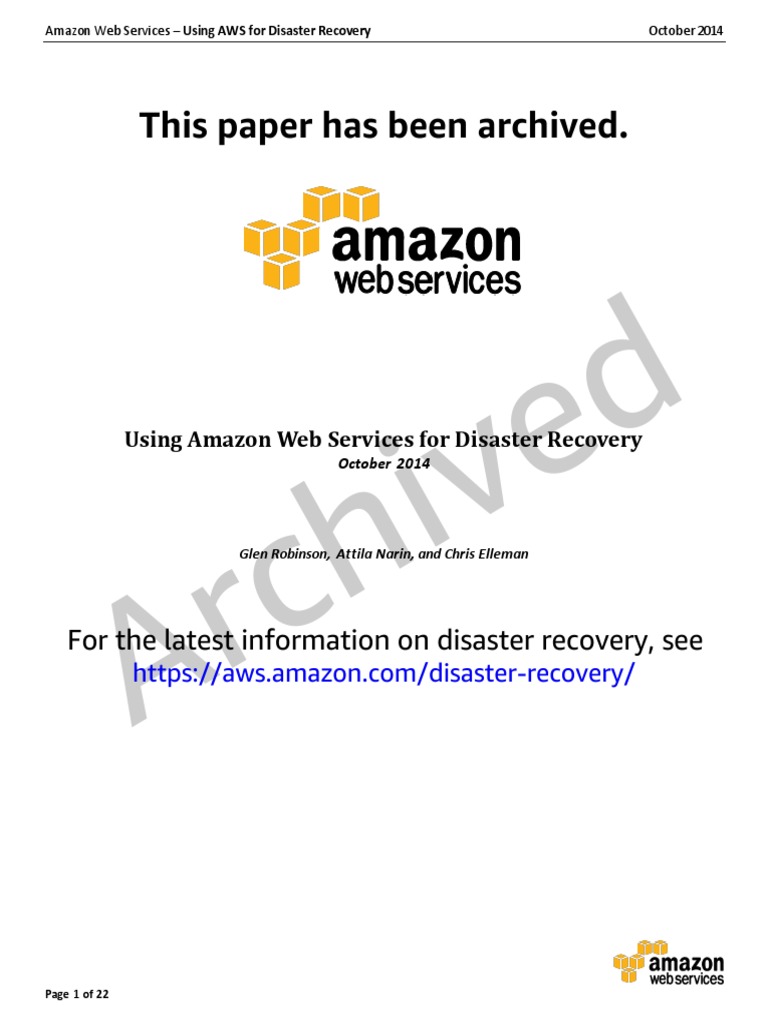 AWS - Disaster Recovery | PDF | Replication (Computing) | Amazon Web ...