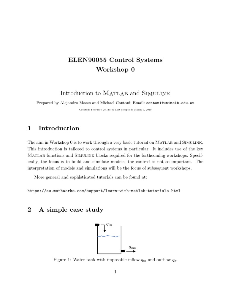 Simulating a Water Tank Model in MATLAB and Simulink | PDF | Matlab ...