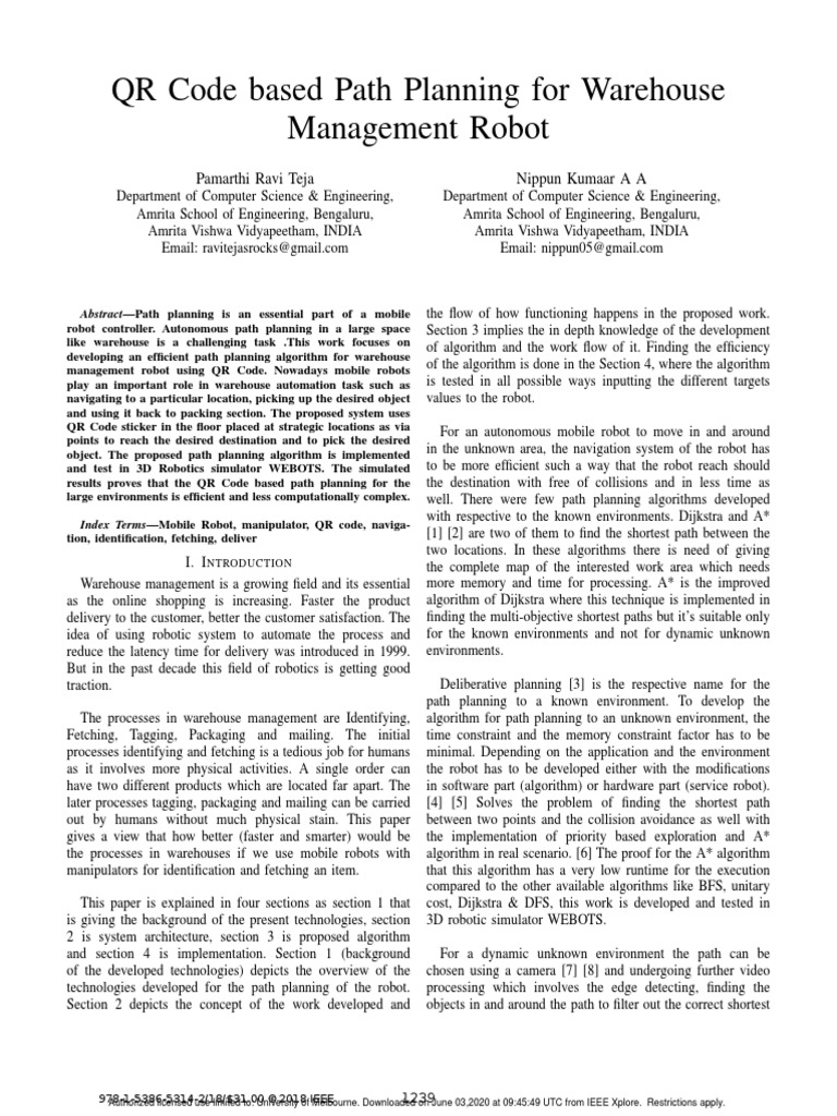 (QR Code Paper1) | PDF | Robot | Robotics