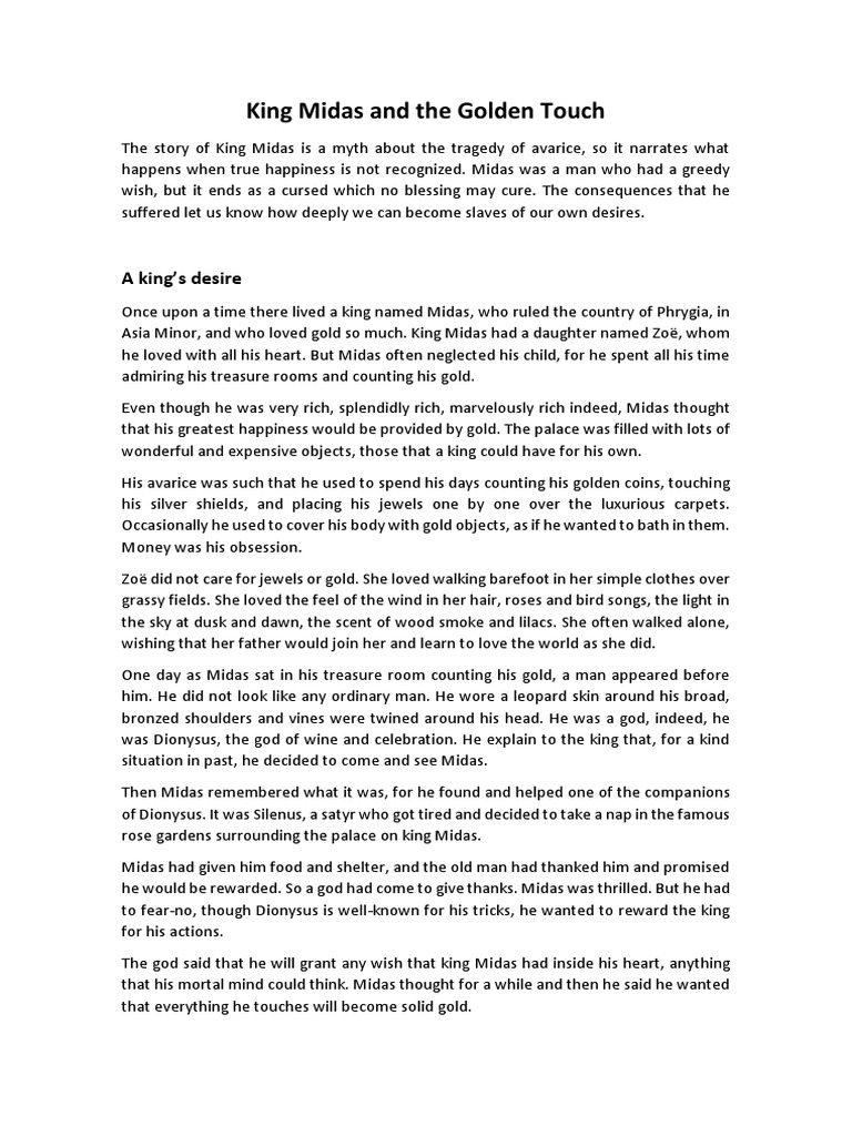 King Midas and The Golden Touch PDF | PDF | Dionysus