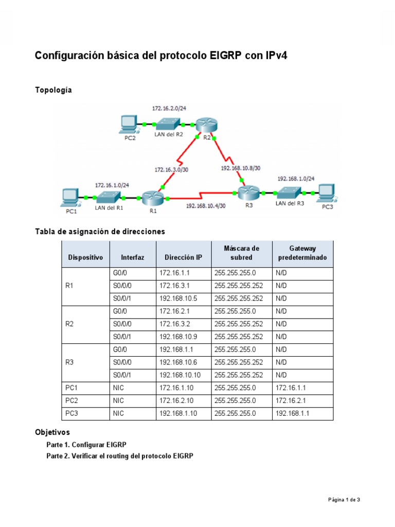 Configuración Basica EIGRP con IPv4_PUGA_ARBELÁEZ.pdf | PDF | Dirección IP | Enrutador (Computación)