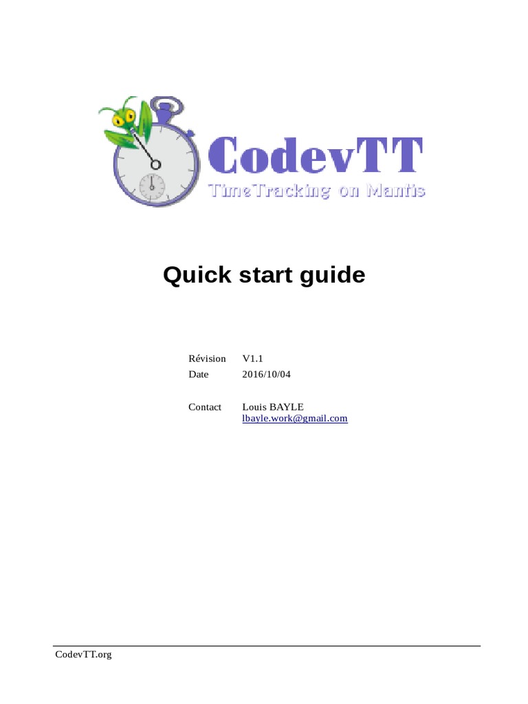 Quick Start Guide: Révision V1.1 Date 2016/10/04 Contact Louis BAYLE ...