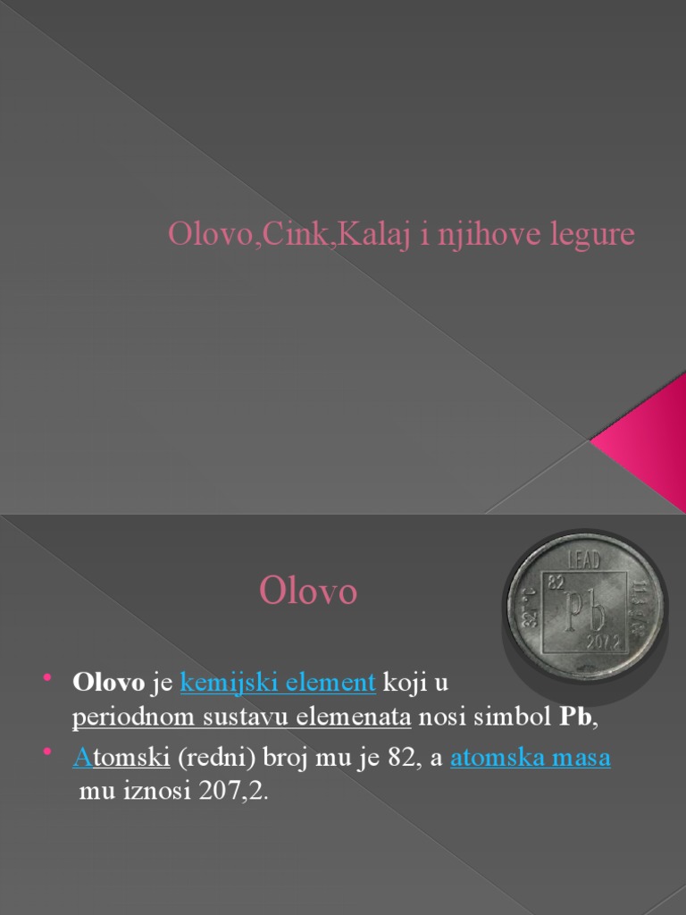 Olovo, Cink, Kalaj I Njihove Legure | PDF