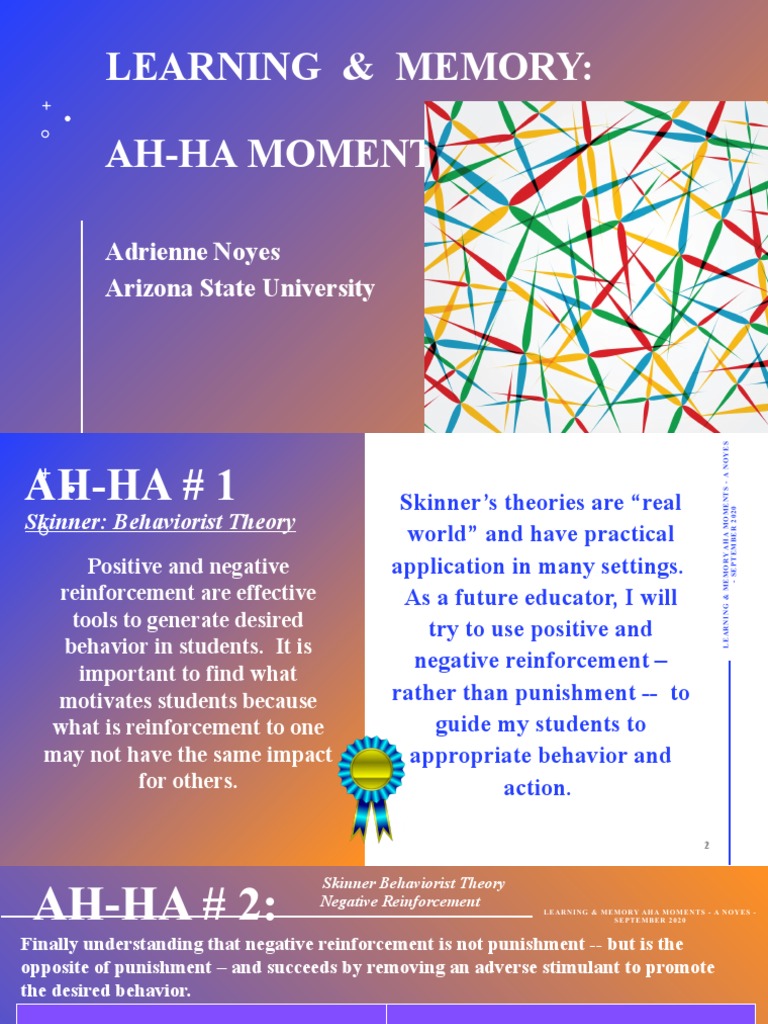 Learning and Memory Aha Moments For Weebly A Noyes 092020 | PDF ...