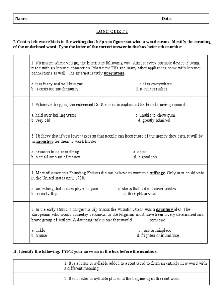 Grade 6 Quiz 1 | PDF | Linguistic Typology | Linguistic Morphology
