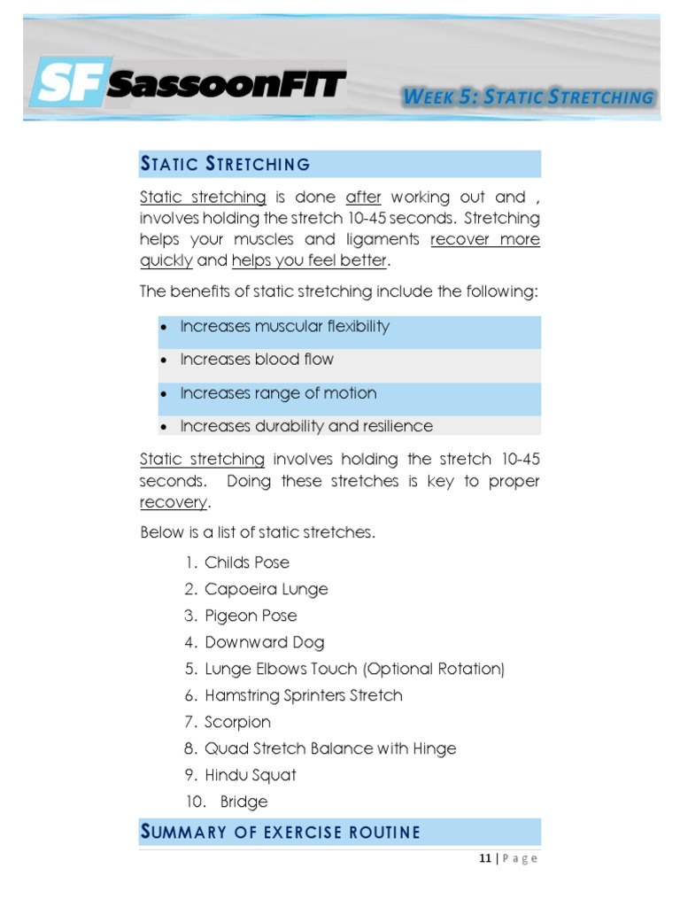 Static Stretching Benefits and Routines | PDF | Recreation | Physical ...