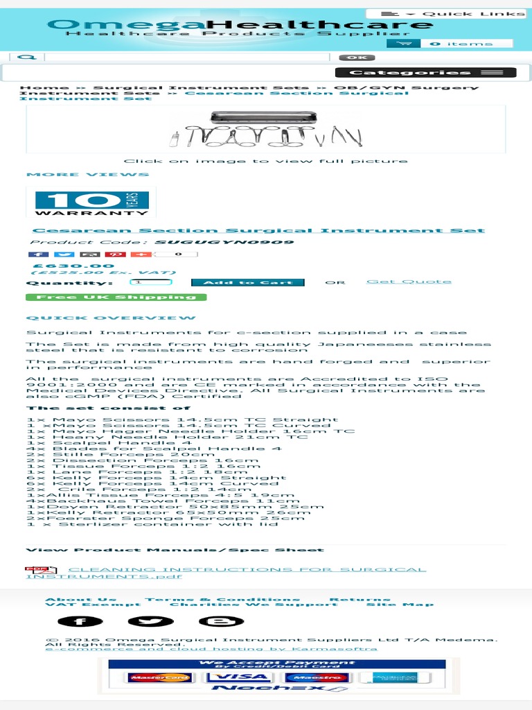 Cesarean Section Surgical Instrument Set - OBGYN Surgery Instrument ...