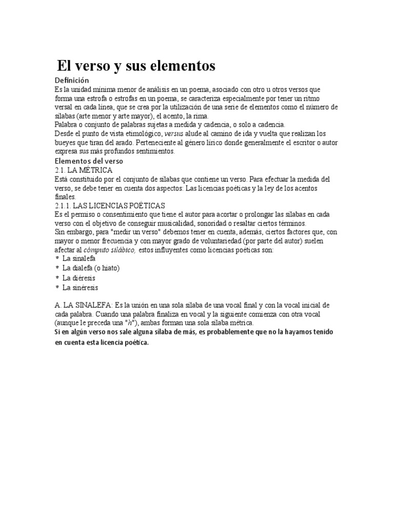 El Verso y Sus Elementos | PDF