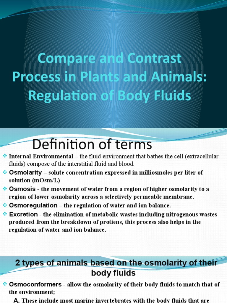 Compare Body Fluid Regulation in Plants and Animals | PDF | Excretion ...