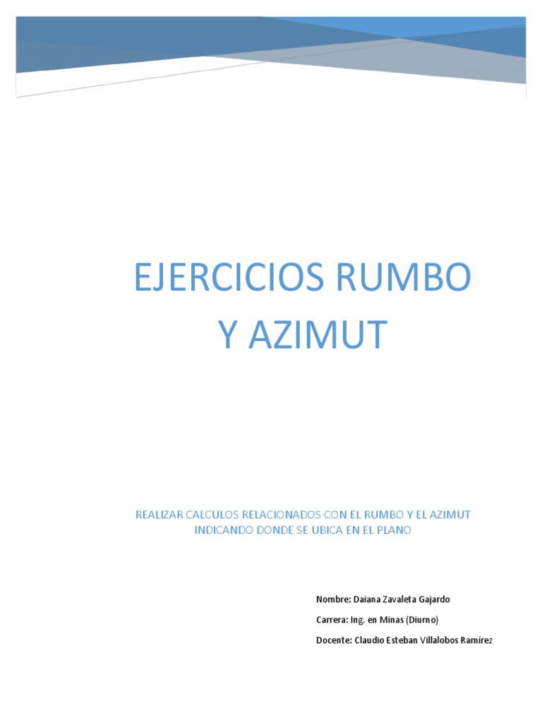 Topografia Azimut y Rumbo Ejercicios PDF | PDF | Ángulo | Medida Geométrica