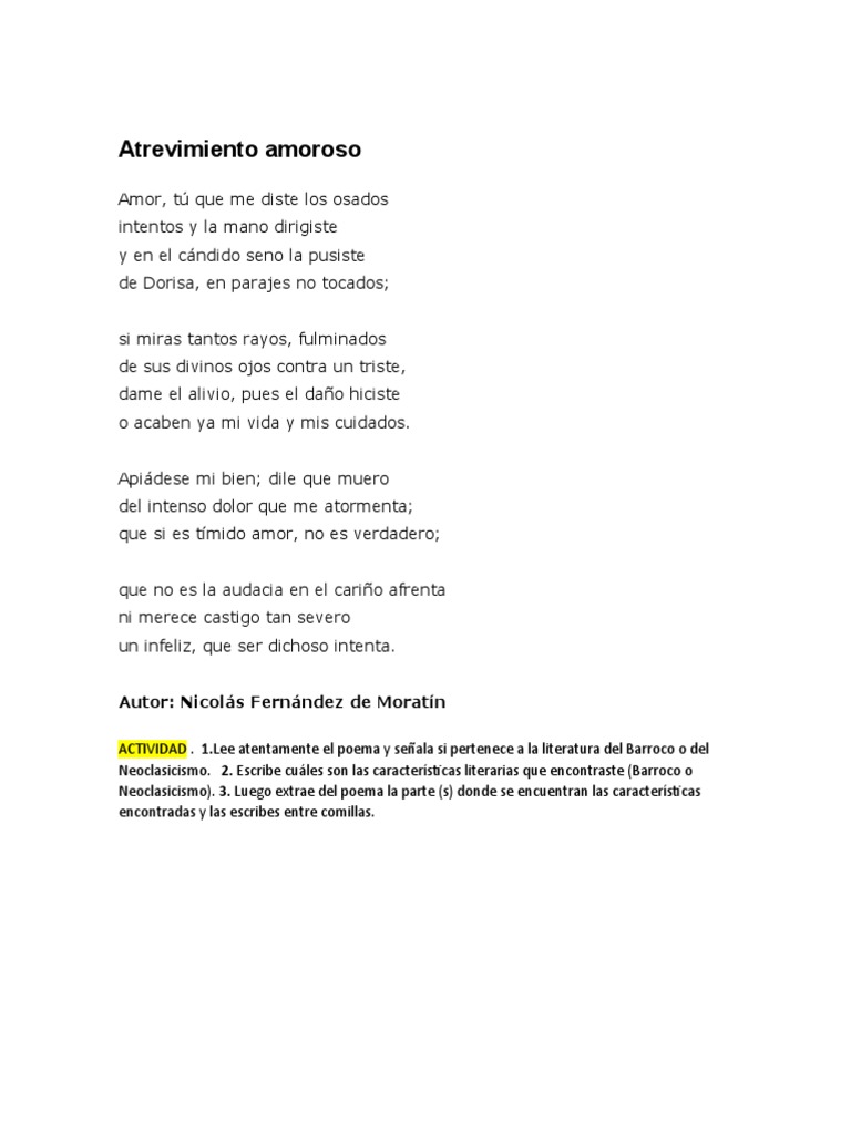 Poema de Atrevimiento Amoroso | PDF