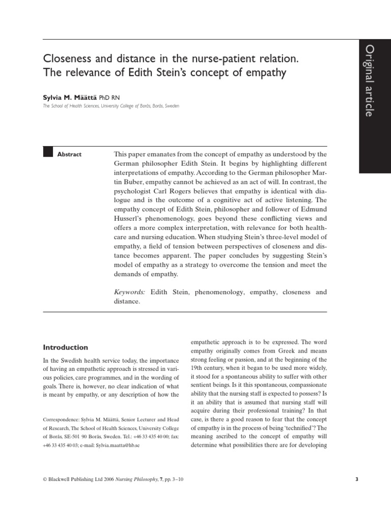 Closeness and Distance in The Nurse-Patient Relation | PDF | Empathy ...