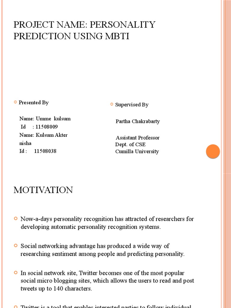 Project Name: Personality Prediction Using Mbti | PDF | Statistical ...