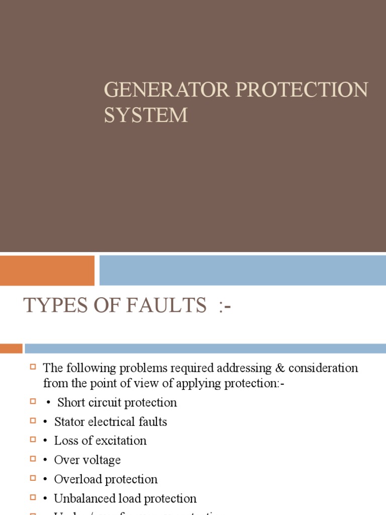Generator Protection System | PDF | Electric Generator | Relay