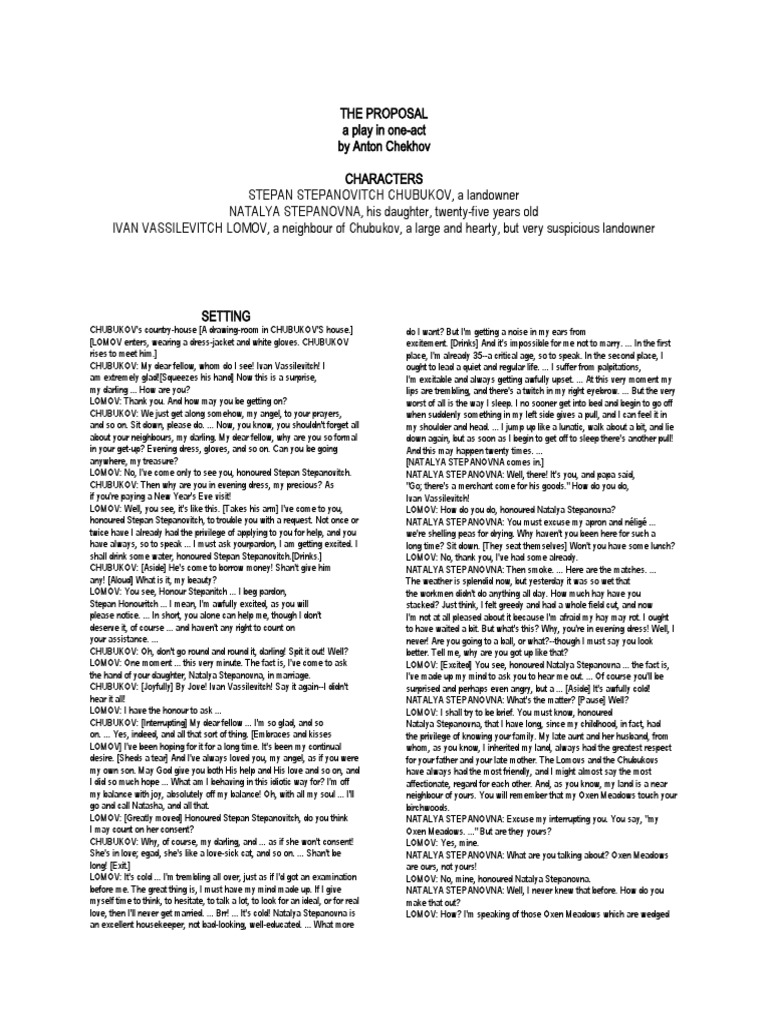 The Proposal | PDF | Anton Chekhov