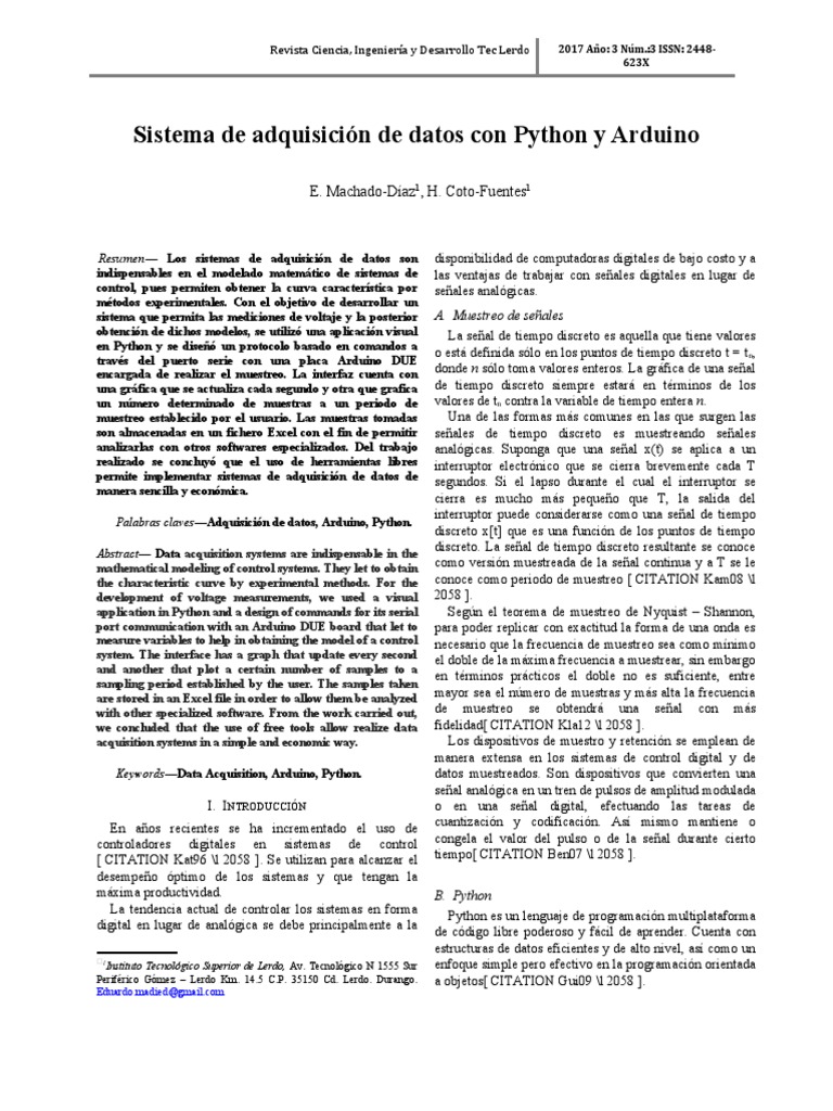 Sistema de Adquisicin de Datos Con Python y Arduino1 | PDF | Arduino | Programación de computadoras