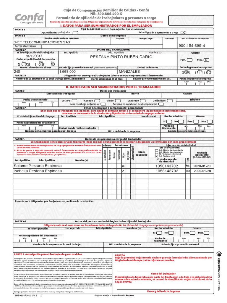 CONFA FORMULARIO-DE-AFILIACION-TRABAJADOR-Y-PERSONAS-A-CARGO-CURVAS-aprobado-final-final-1 | PDF ...