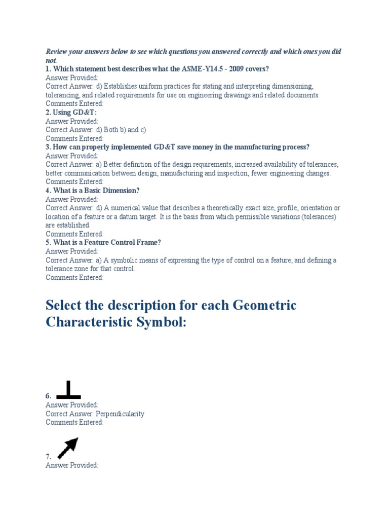 Select The Description For Each Geometric Characteristic Symbol | PDF ...