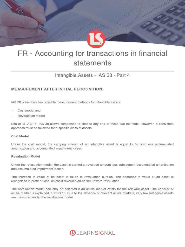 FR - Accounting For Transactions in Financial Statements: Intangible ...